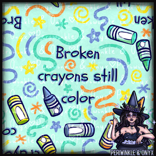 Broken Crayons Still Color Blue Seamless Pattern | Periwinkle & Onyx