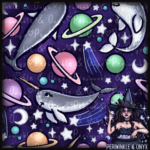 Galaxy Narwhals Navy Seamless Pattern | Periwinkle & Onyx