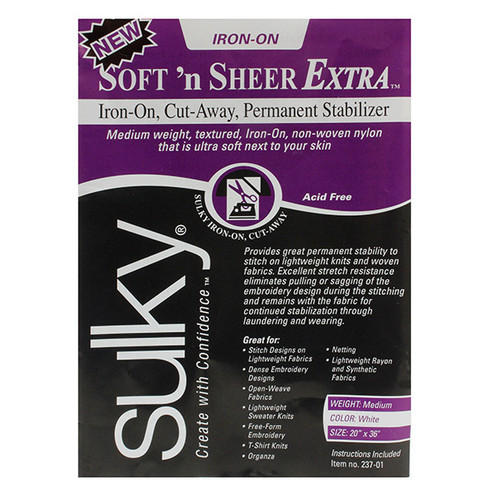SULKY® Soft 'n Sheer™ Extra Fusible Polymesh Cutaway Stabilizer ...