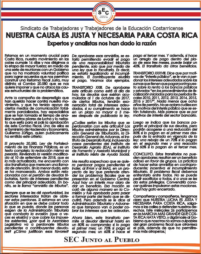 NUESTRA CAUSA ES JUSTA Y NECESARIA PARA COSTA RICA Expertos y analistas ...