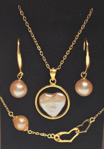 Set - Beautiful Heart Classic Peach Pearls 3 pc Set | Creations by ...