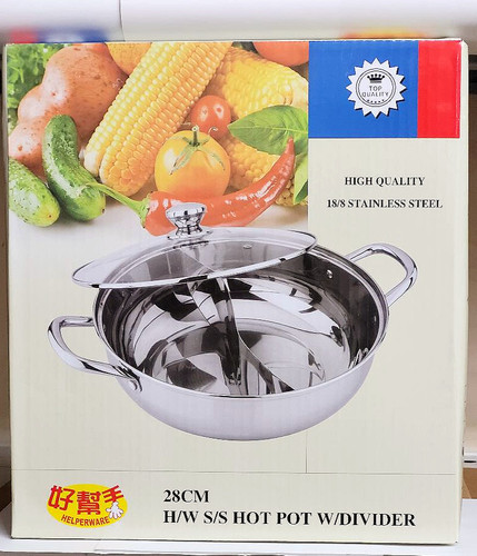 Helperware S/S Hot Pot with Divider 28cm Free Shipping | orientalimports