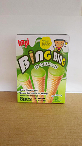 Hapi Bing Bing Cone Snack w/Green Tea 8pcs Free Shipping