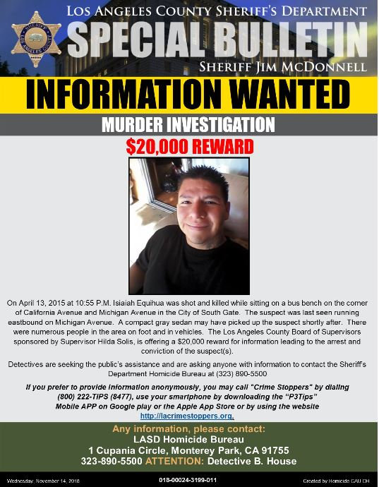INFORMATION WANTED: MURDER INVESTIGATION