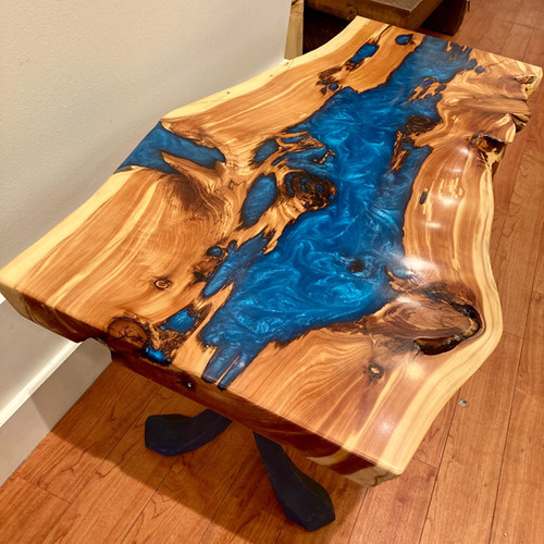 Cedar + Blue Epoxy Coffee Table | justrustic