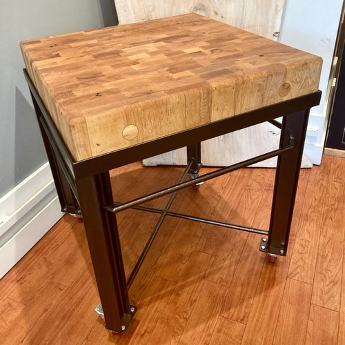 Butcher Block Island on Caster Wheels | justrustic