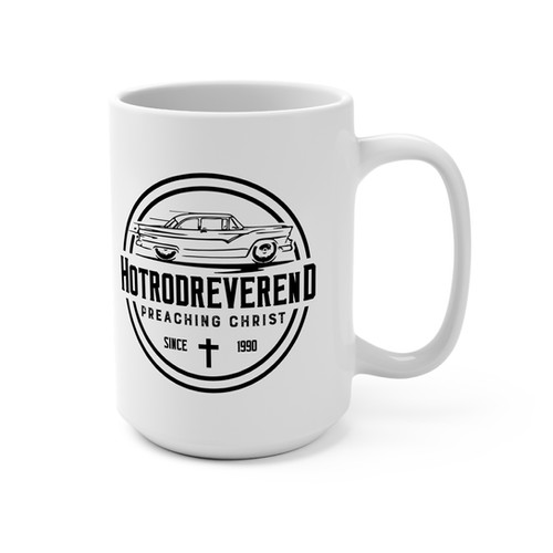 Hot Rod Reverend 15oz Mug - White/Black Print | hotrodreverend