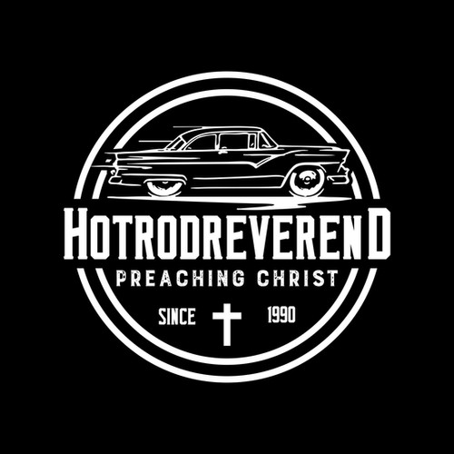 Hot Rod Reverend Vinyl Sticker, Black with White Text, 3" | hotrodreverend
