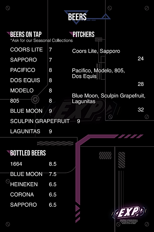 COCKTAILS & BEER | EXP Barcadia