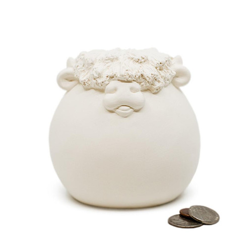Bisque Ceramic Pudgy Highland Cow Bank | The Painted Toad