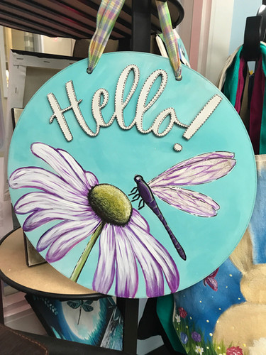 Hello Dragonfly Door Hanger | The Painted Toad