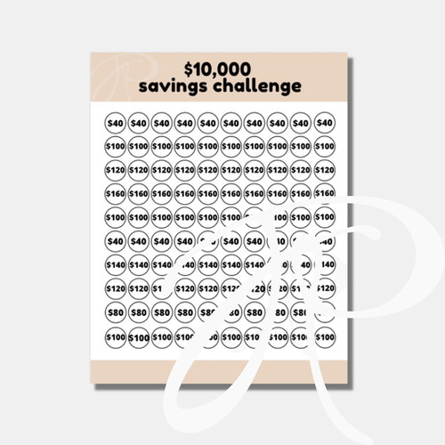 $10,000 Savings Challenge Tracker Printable | projectJPco