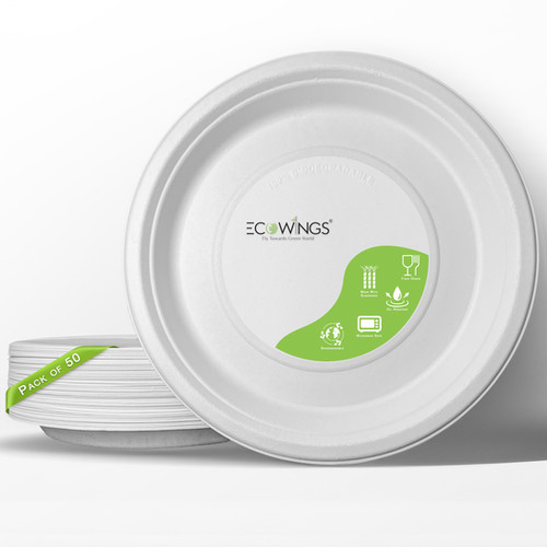 Eco-Friendly 12" Round Compostable Plates | Ecowings