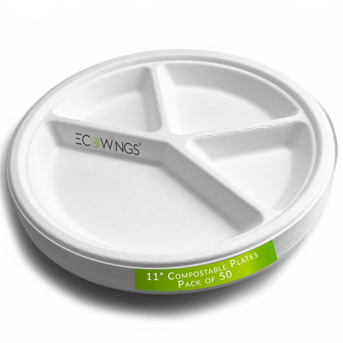 Compostable Compartment Plates: Sustainable & Leakproof | Ecowings