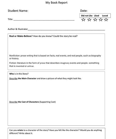 Complete Middle School Book Report