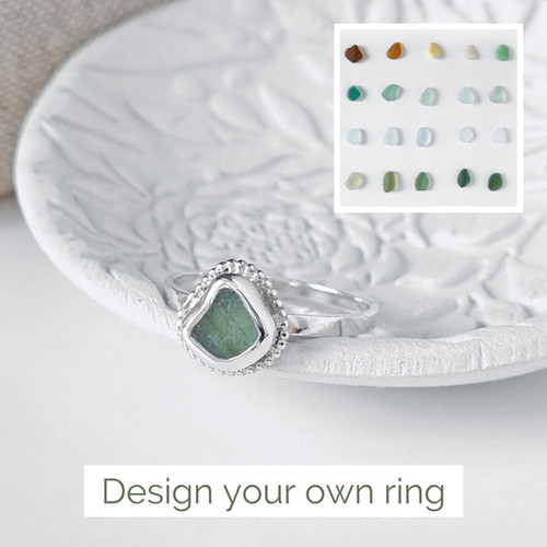 Design Your Own Sea Glass Beaded Bezel Ring | Mooi Jewellery