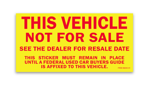Vehicle Not for Sale Sticker | AUTO PRINTSTOP