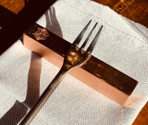 Stamped Copper Flatware Rest | threeblacksmiths
