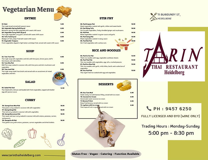 Take Away Menu | Tarinthai