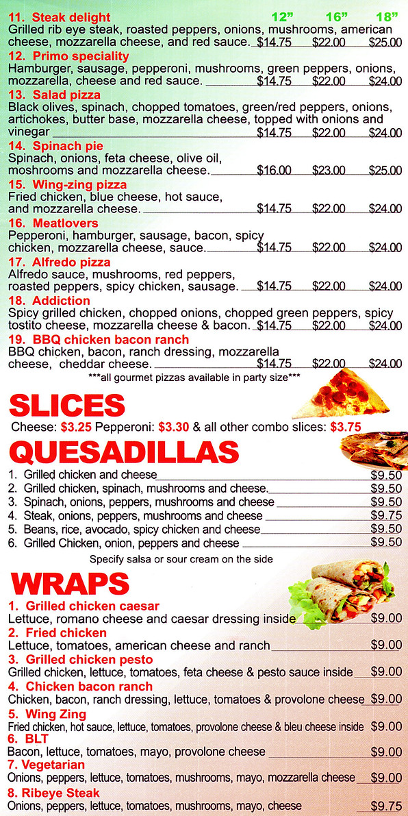 FULL MENU | primos-pizzeria