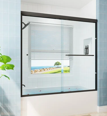 Double Sliding 6MM Semi-Frameless with Tempered Glass - Tub Shower Door ...
