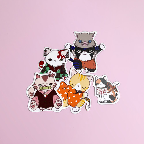 Demon Slayer Cats Stickers Set | thecatinspired