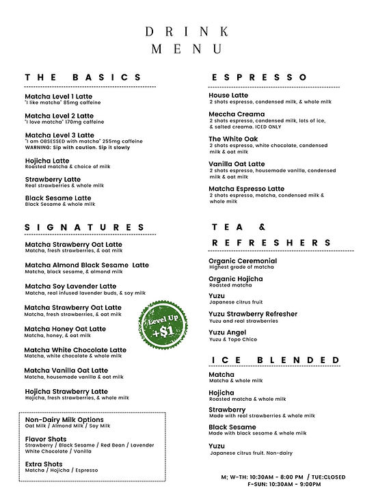 Artesia Menu | Meccha Matcha