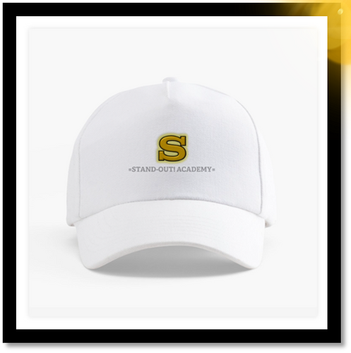 WHITE/GOLD LOGO Cap! | =STAND-OUT! Academy