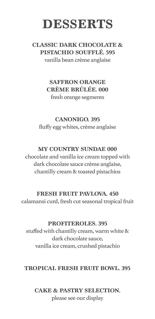 My Country House Menu | Raintree Hospitality