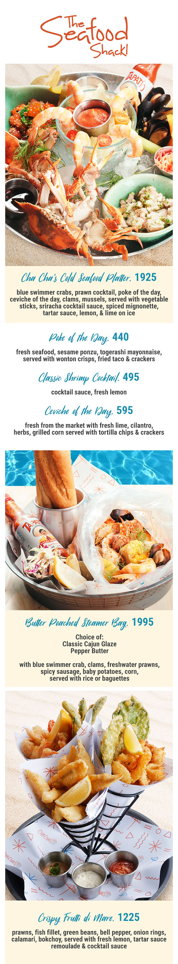 Cha Cha's Menu | Raintree Hospitality