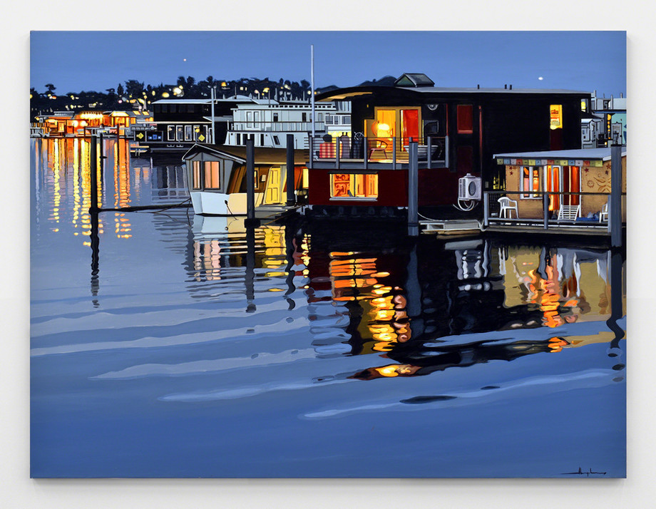 Sausalito Otis Redding Dock (2023) 40' x 30" | painting by Alex Nizovsky