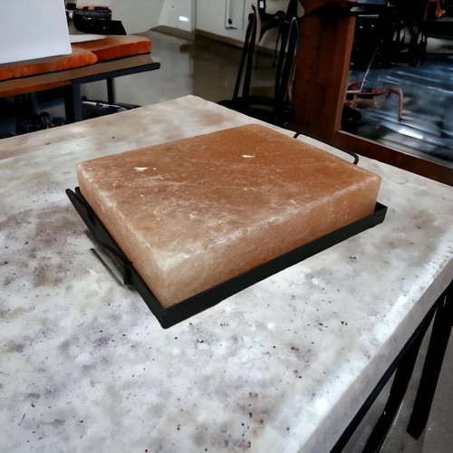 Tabla De Sal Rosa Del Himalaya 25x20x5cm Con Base De Acero | Griica