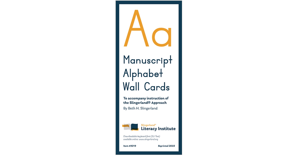 Manuscript Alphabet Wall Card with Color Pictures | Slingerland