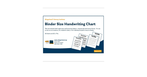Binder Size Handwriting: 2 Chart Set | Slingerland