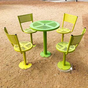 Perforated Metal Cafe Table and Chairs/Stools | Wicksees