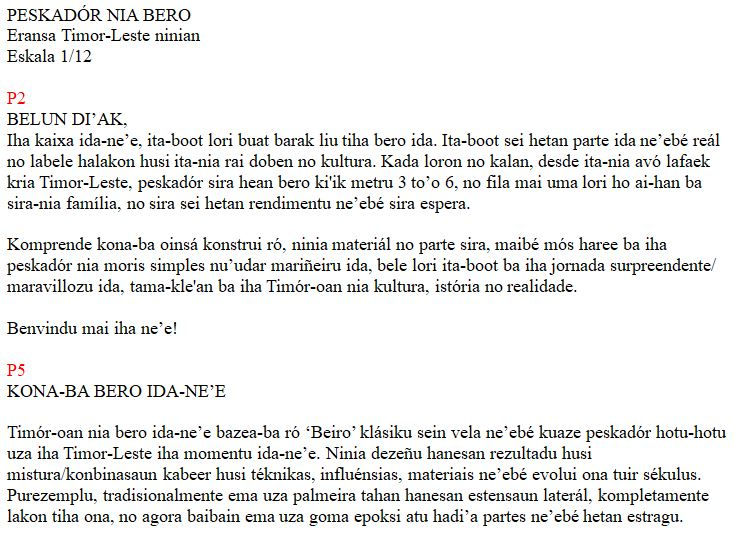 English to Tetum Translation – Boat related topic