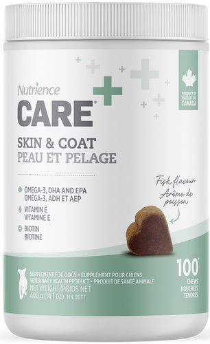 Suppléments Nutrience Care pour chiens, Peau et pelage, 100 bouchées ...