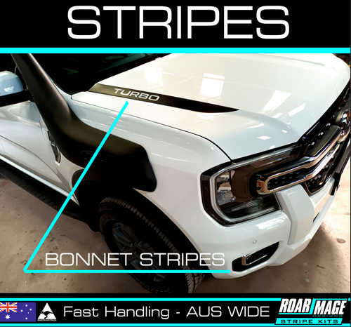 AM Bonnet stripes decals stickers fits 2022 - 2023 Ford Ranger Raptor ...