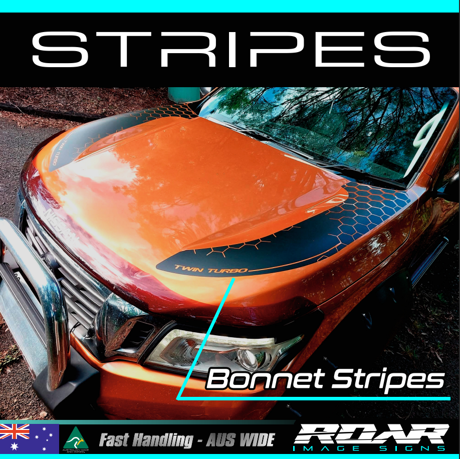 AM Hex BONNET Stripes fit NP300 Nissan Navara 2015-2020 decals stickers ...