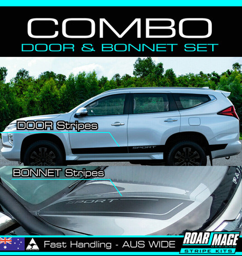 AM Bonnet & Door Side Stripes fit 2015-2021 MITSUBISHI Pajero Sport ...