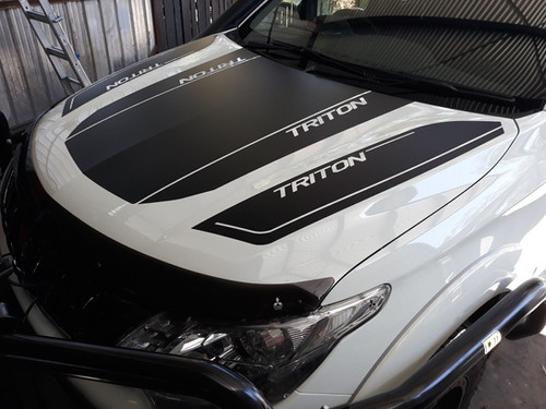 2015-2018 MITSUBISHI Triton centre BONNET decal stripes sticker MQ 4x4 ...