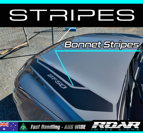 AM BONNET stripes fit 2020-2023 MAZDA BT50 kit stickers decals 4x4 4WD ...