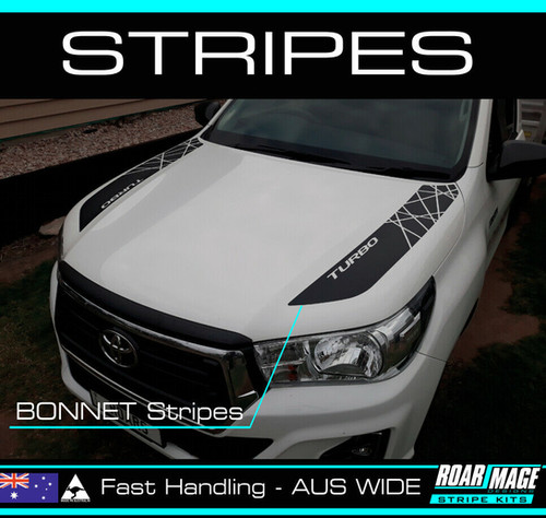 AM Bonnet STRIPES decals stickers Fit 2015-2022 TOYOTA Hilux 4wd 4x4 ...