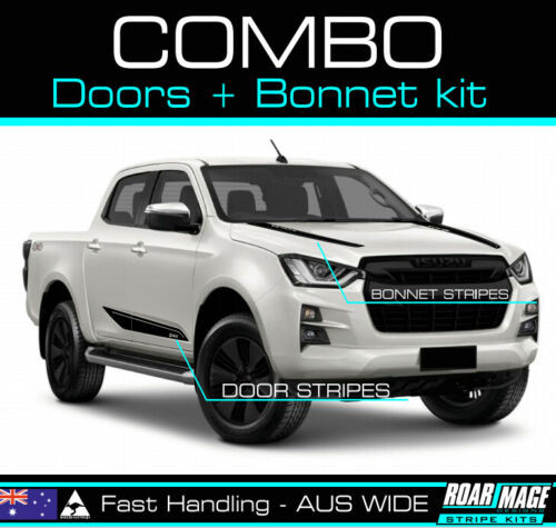 AM Combo BONNET & DOOR stripes fit 2021-2022 Isuzu Dmax D-max decals ...