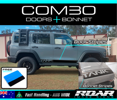 AM Combo side DOOR STRIPES + BONNET Fit 2022-2025 GWM TANK 300 decals ...