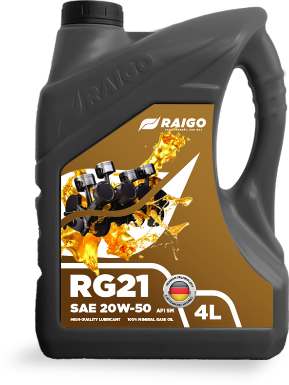 SAE 20W-50 API SM 100% MINERAL BASE OIL (4L) | Raigo Malaysia