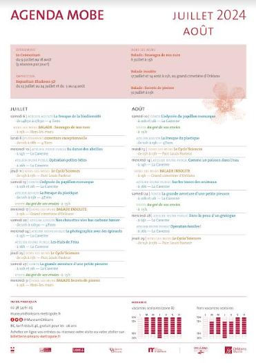 Programme juillet - août au MOBE