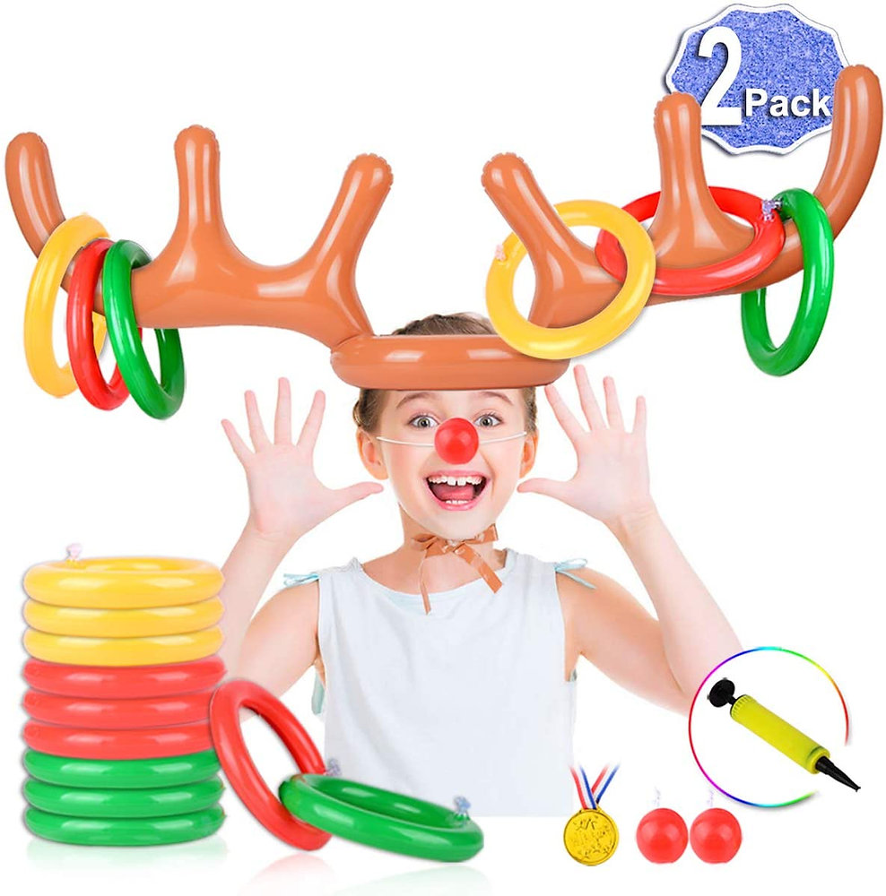 2 Set Inflatable Reindeer Antler Game