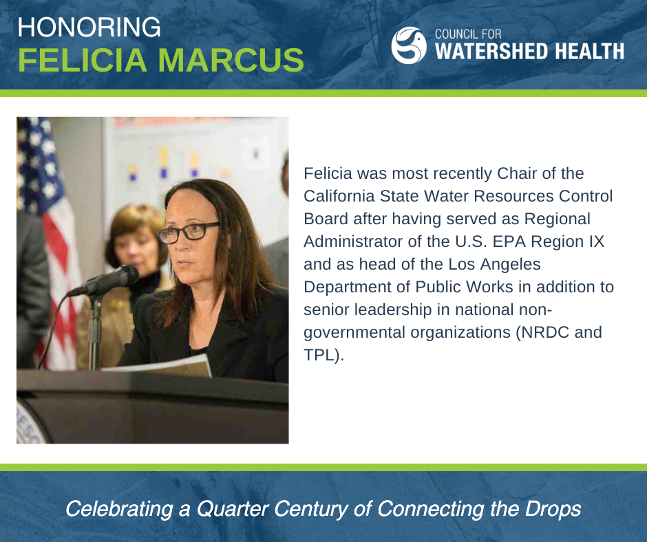 Honoring Felicia Marcus | A Quarter Century of Connecting the Drops