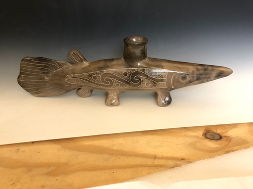 Alligator Gar Fish Effigy Bottle | Caddo Pottery